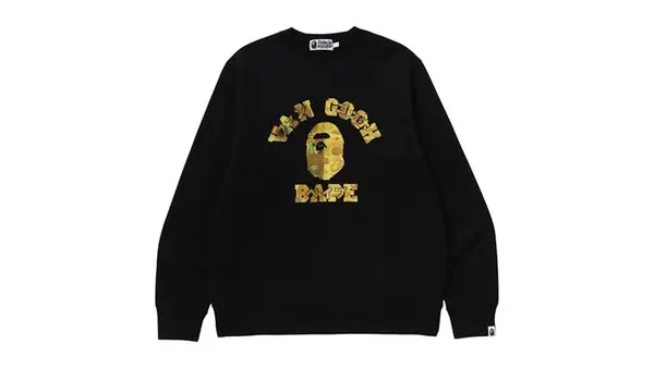 A BATHING APE X Van Gogh Museum College Crewneck Sweatshirt