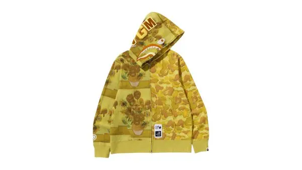 A BATHING APE X Van Gogh Museum Shark Full Zip Hoodie - Yellow