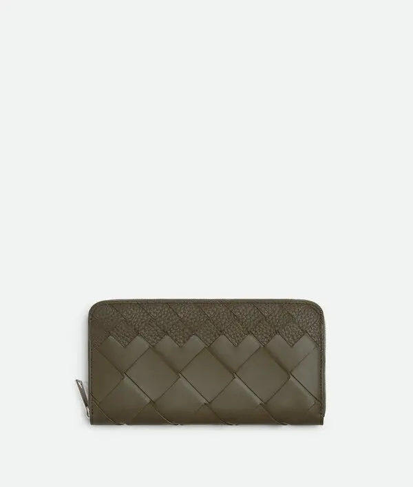 Bottega Veneta Intrecciato Zip Around Wallet - Cypress