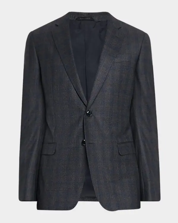 Giorgio Armani Blurred Plaid G Line Two-piece Suit - Solid Black