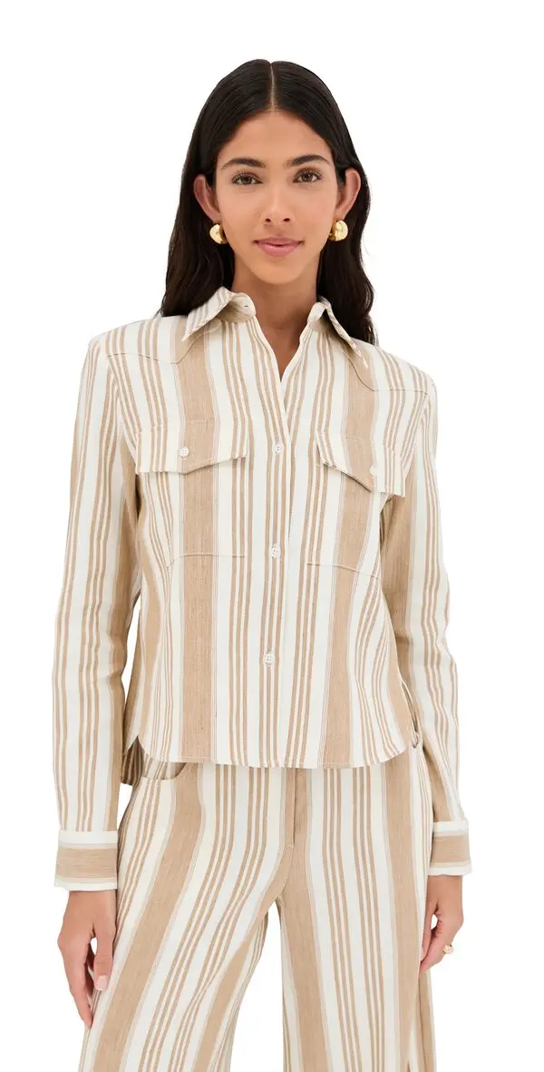 TWP Striped Linen Carter Top