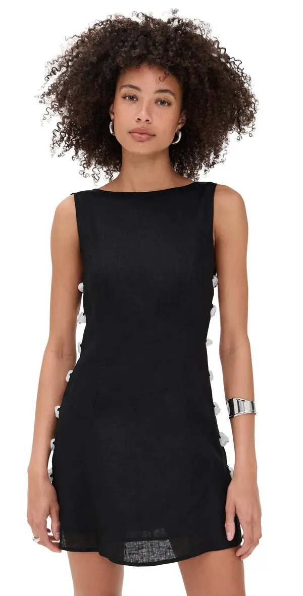 VRG GRL Tia Linen Mini Dress - Black