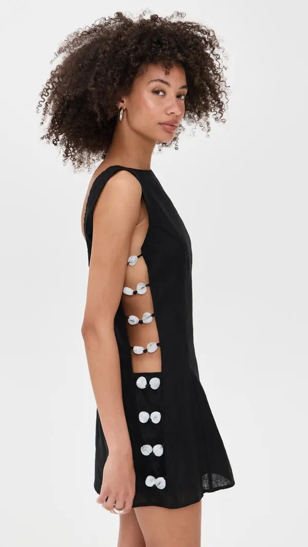 VRG GRL Tia Linen Mini Dress - Black