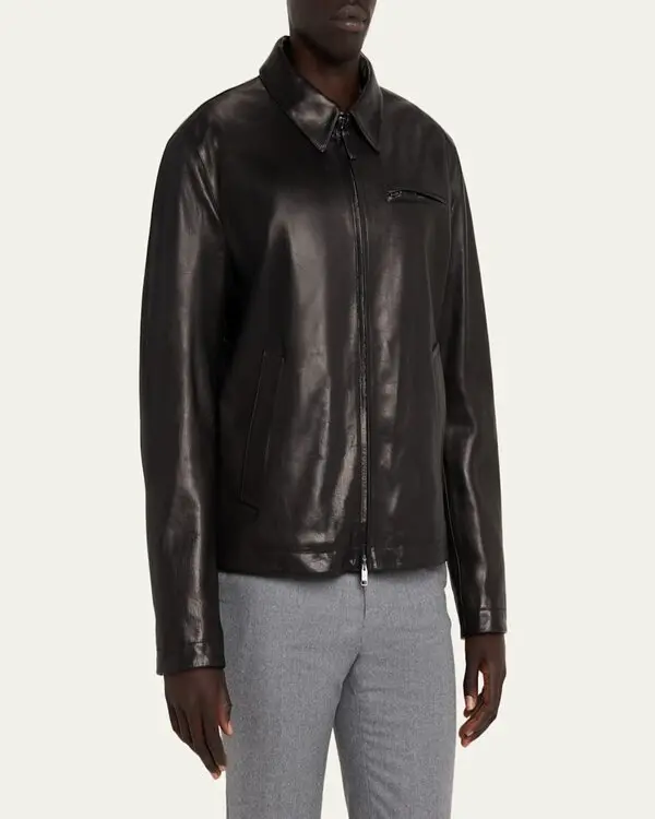 Brioni Leather Moto Jacket