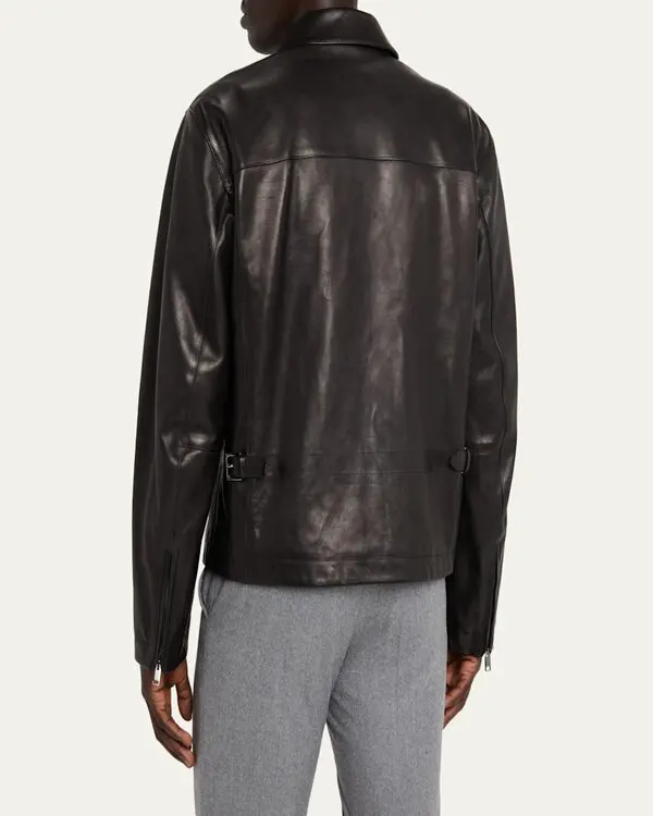 Brioni Leather Moto Jacket
