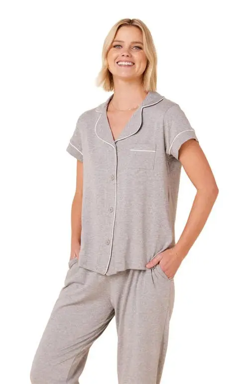 THE CAT'S PAJAMAS Pima Knit Capri Set - Classic Heather Grey