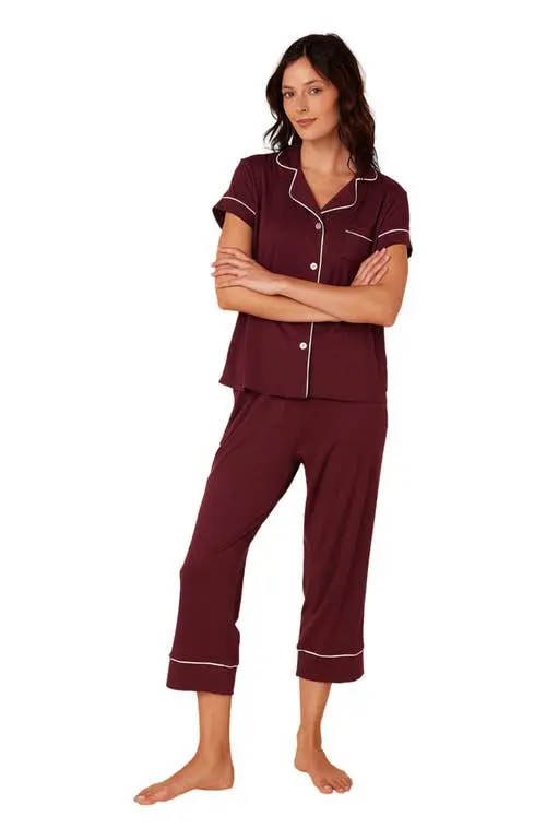 THE CAT'S PAJAMAS Pima Knit Capri Set - Classic Mulled Wine