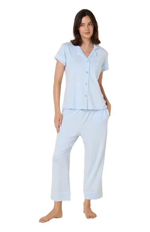 THE CAT'S PAJAMAS Pima Knit Capri Set - Classic Powder Blue
