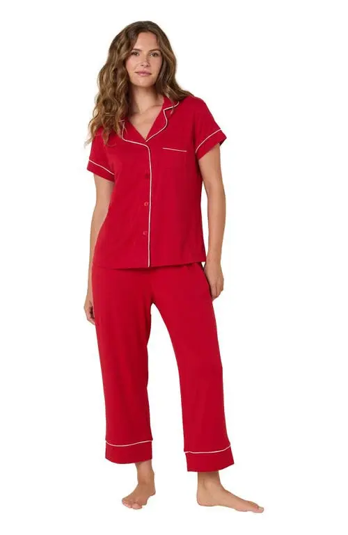 THE CAT'S PAJAMAS Pima Knit Capri Set - Classic Red