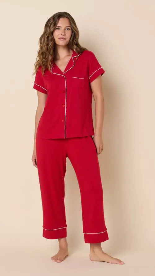 THE CAT'S PAJAMAS Pima Knit Capri Set - Classic Red