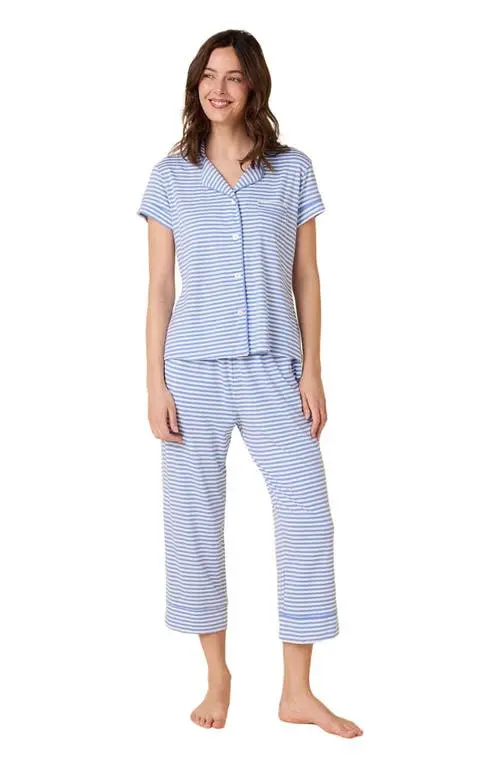 THE CAT'S PAJAMAS Pima Knit Capri Set - Essential Stripe Provence