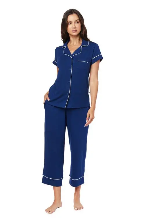 THE CAT'S PAJAMAS Pima Knit Capri Set - Marine Blue