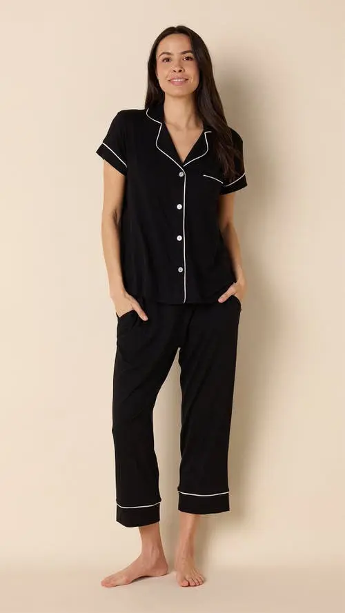 THE CAT'S PAJAMAS Pima Knit Capri Set - Midnight
