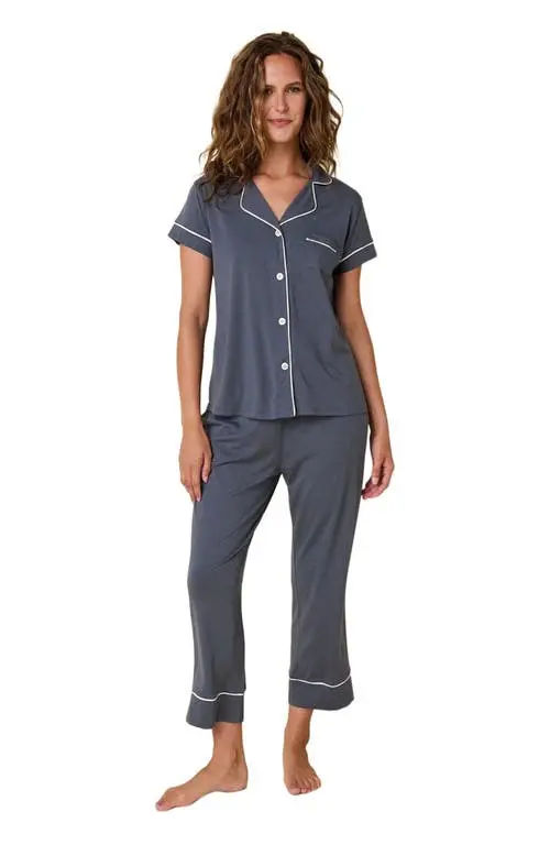 THE CAT'S PAJAMAS Pima Knit Capri Set - Steel Blue