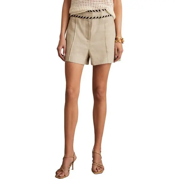 REISS Linen Whipstitch Shorts