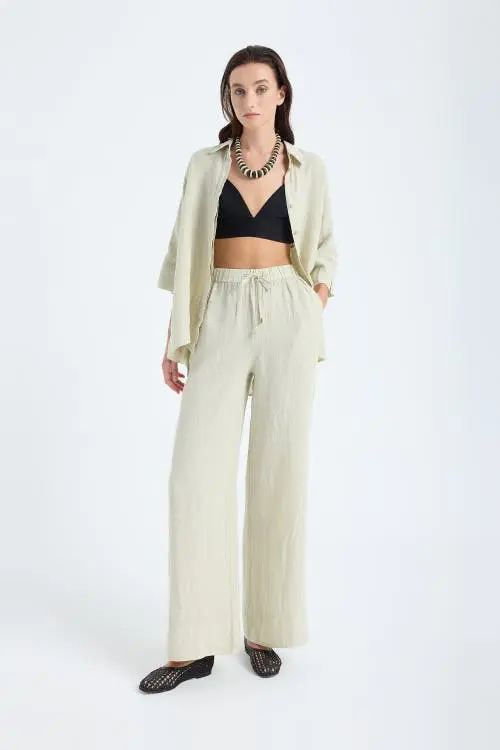 MONLICIA Ciel 100% Linen Wide Leg Pants - Stone