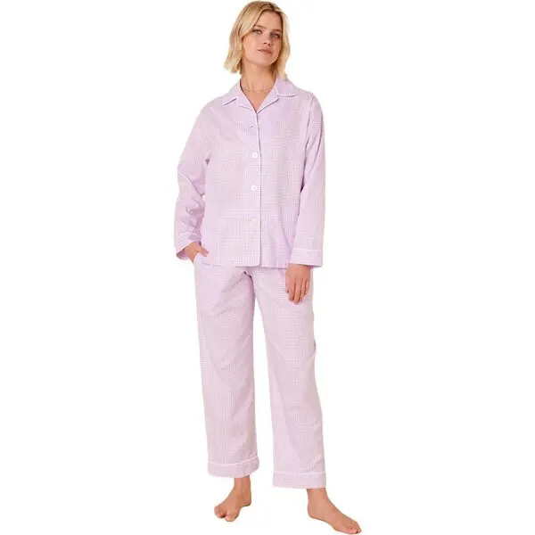 THE CAT'S PAJAMAS Luxe Pima Pajama Print Set - Classic Gingham Lavender