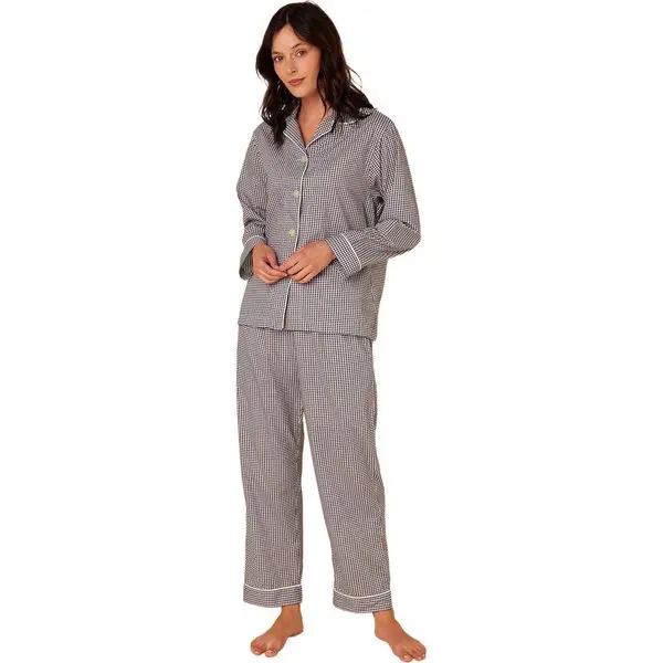THE CAT'S PAJAMAS Luxe Pima Pajama Set Conversational - Classic Gingham Navy