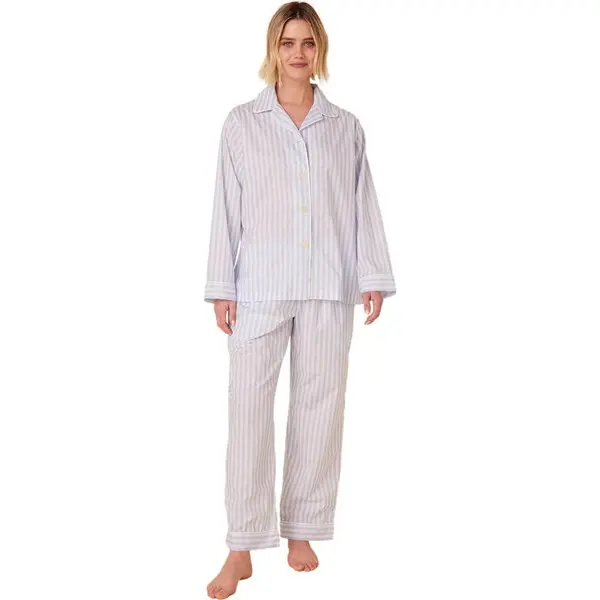 THE CAT'S PAJAMAS Luxe Pima Pajama Set Conversational - Classic Stripe Blue