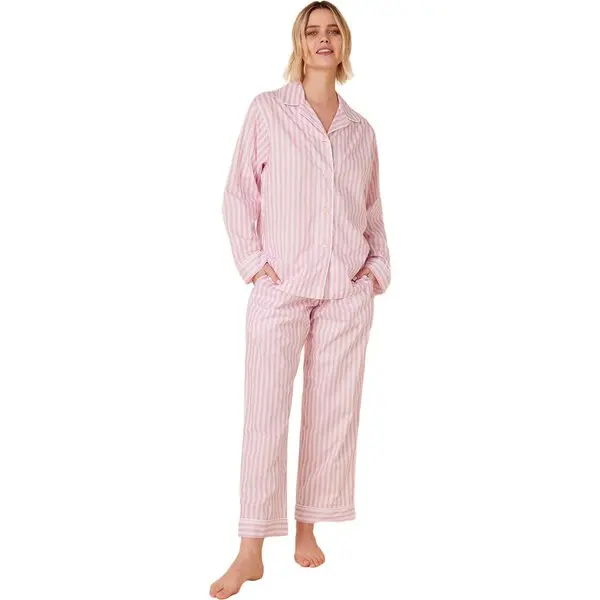 THE CAT'S PAJAMAS Luxe Pima Pajama Print Set - Classic Stripe Pink