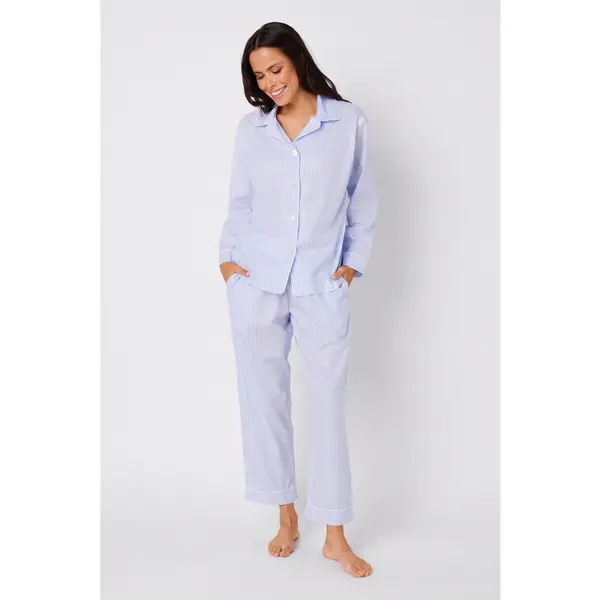 THE CAT'S PAJAMAS Gingham Pima Cotton Pajama Set - Gingham Blue