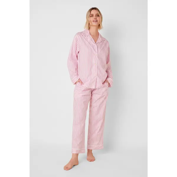 THE CAT'S PAJAMAS Classic Stripe Pima Cotton Pajama Set - Pink