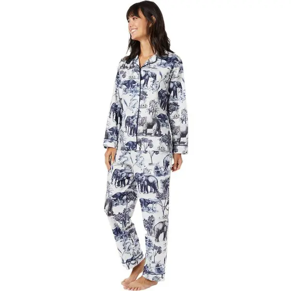 THE CAT'S PAJAMAS Luxe Pima Pajama Print Set - Safari Toile