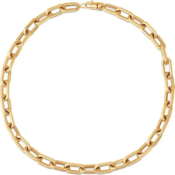 Sara Weinstock Rectangle Charm Chain Necklace - Yellow Gold