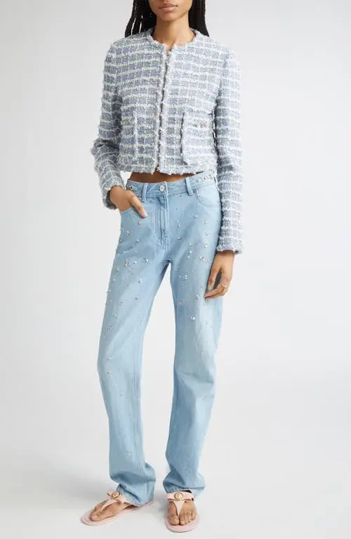 Versace Medusa '95 Windowpane Tweed Crop Jacket