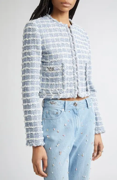 Versace Medusa '95 Windowpane Tweed Crop Jacket