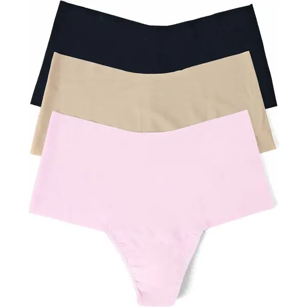 Hanky Panky Breathe Assorted 3-pack High Waist Thongs - Taupe/ Black/ Bliss