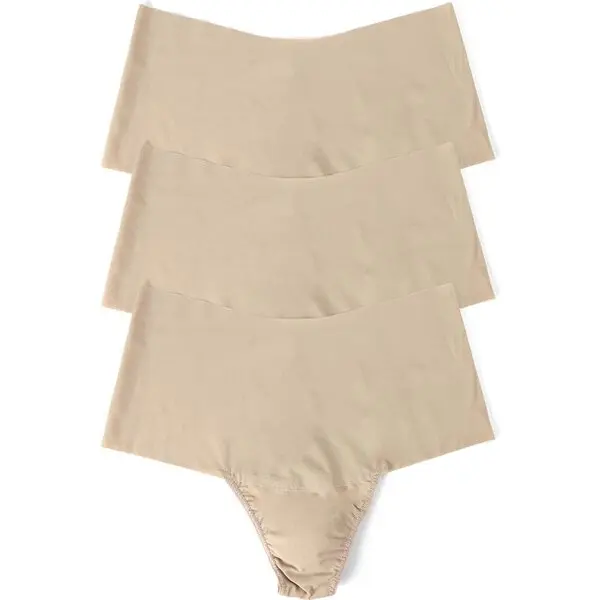 Hanky Panky Breathe Assorted 3-pack High Waist Thongs - Taupe