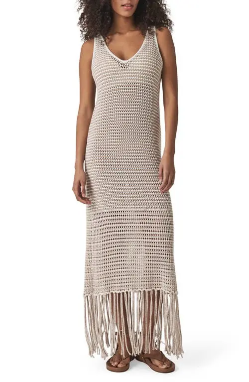Splendid Kellan Open Stitch Sweater Dress - White/ Fawn