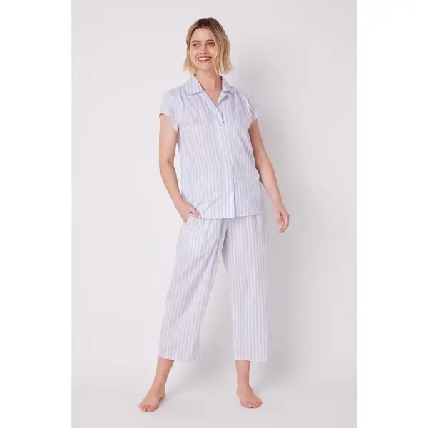 THE CAT'S PAJAMAS Luxe Pima Capri Print Set - Blue