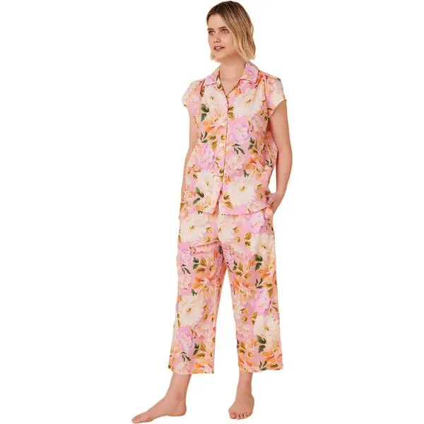 THE CAT'S PAJAMAS Luxe Pima Capri Floral Set - Blush Rose