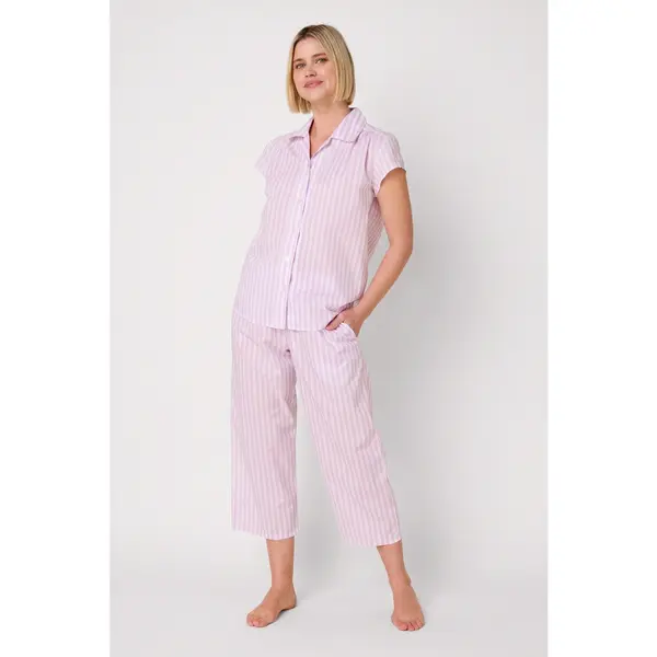 THE CAT'S PAJAMAS Luxe Pima Capri Print Set - Lavender