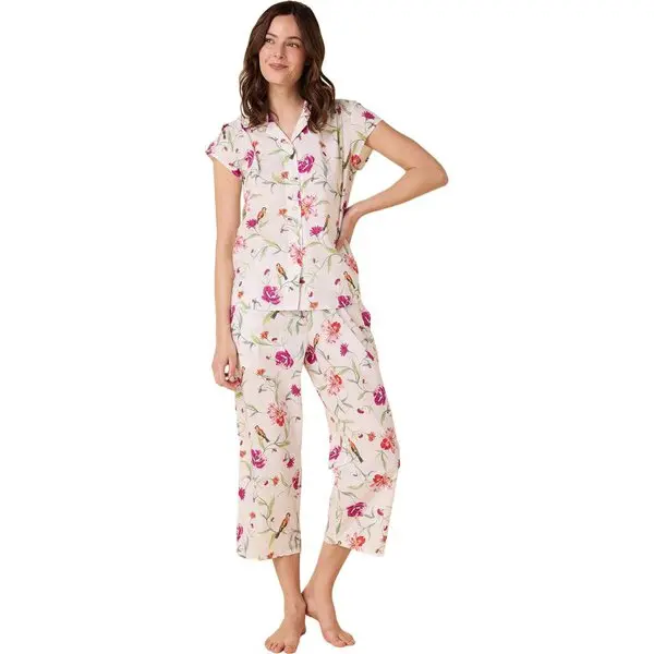 THE CAT'S PAJAMAS Luxe Pima Capri Print Set - Rosa & Bird
