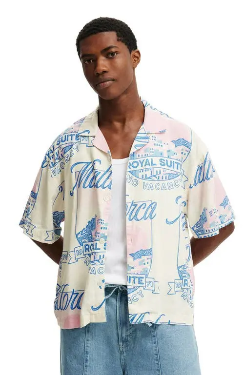 COTTON ON Cabana Short Sleeve Shirt - Cream Puff Mallorca Print