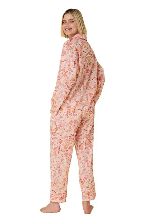 THE CAT'S PAJAMAS Voile Pajama Set - Coral Bird
