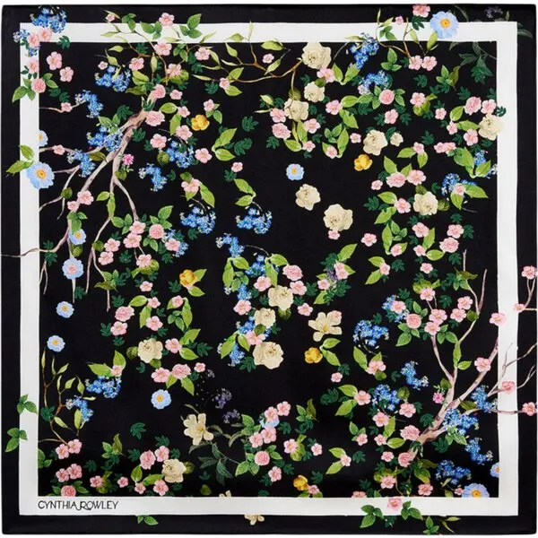 Cynthia Rowley Bloom Silk Scarf - Black Floral