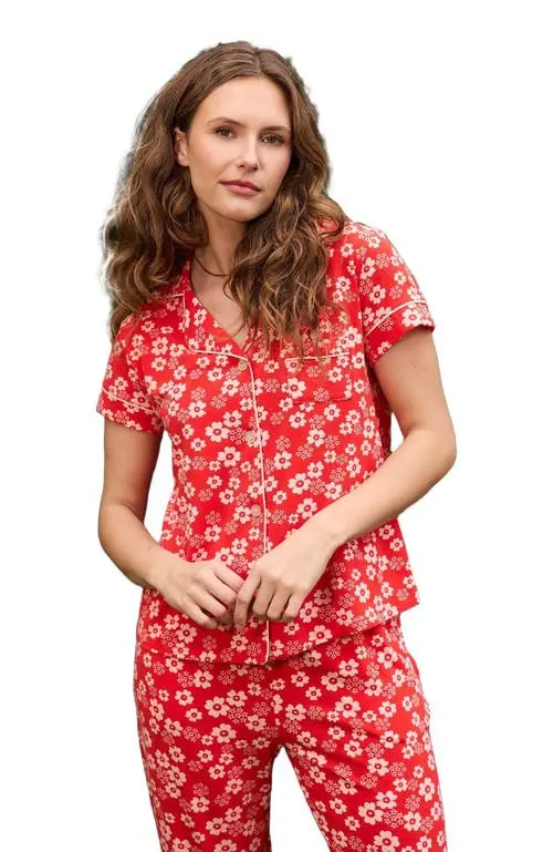 THE CAT'S PAJAMAS Pima Knit Holiday Capri Set - Cece