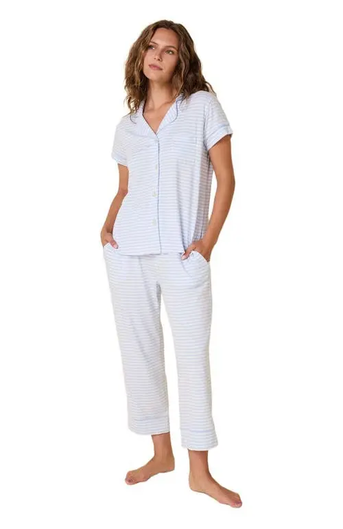 THE CAT'S PAJAMAS Pima Knit Capri Set Print - Heavenly Blue