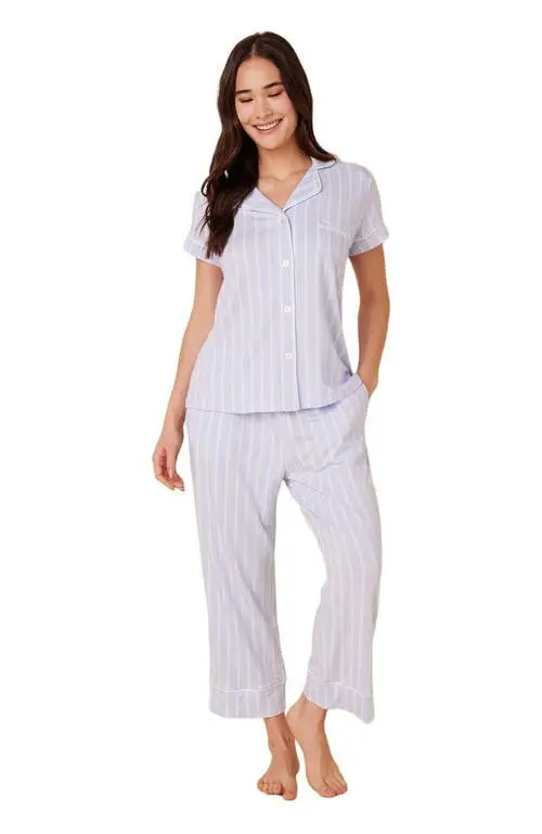 THE CAT'S PAJAMAS Pima Knit Capri Set Print - Heritage Stripe Blue