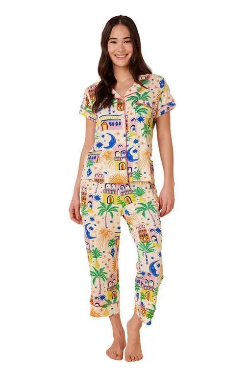 THE CAT'S PAJAMAS Pima Knit Holiday Capri Set - Moroccan Magic