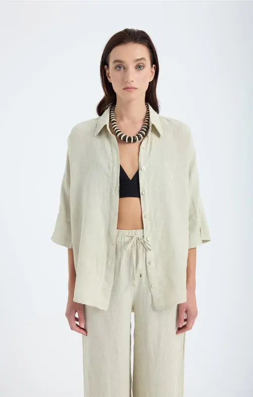 MONLICIA Iyan Linen Oversized Shirt - Beige