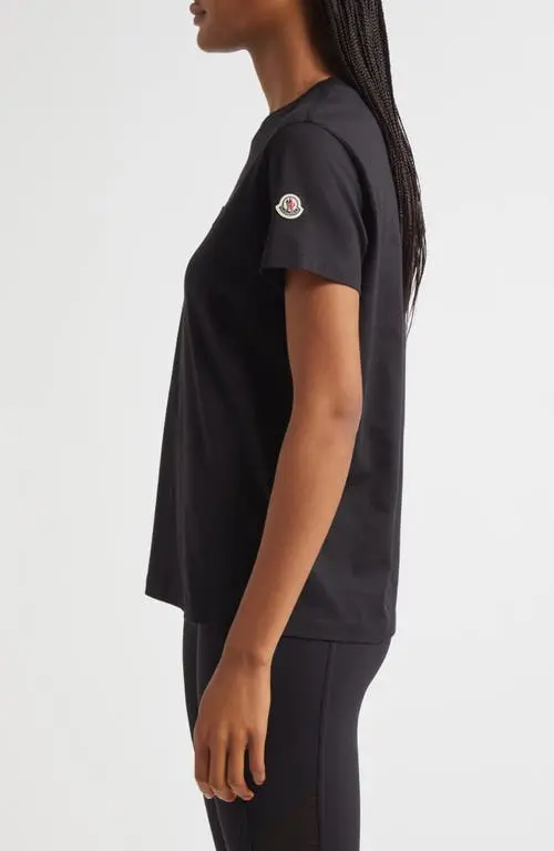 Moncler Logo Embroidered Cotton T-shirt - Black