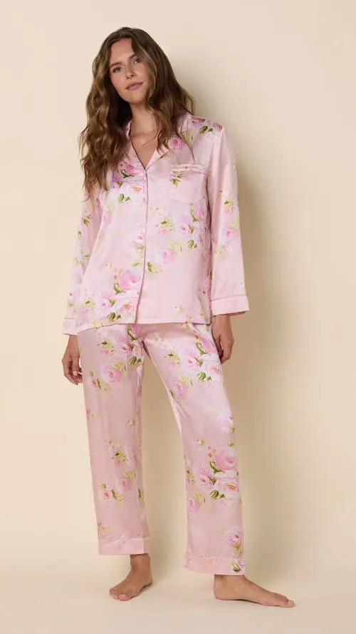 THE CAT'S PAJAMAS Silk Pajama Set - Eden Rose  - Pink