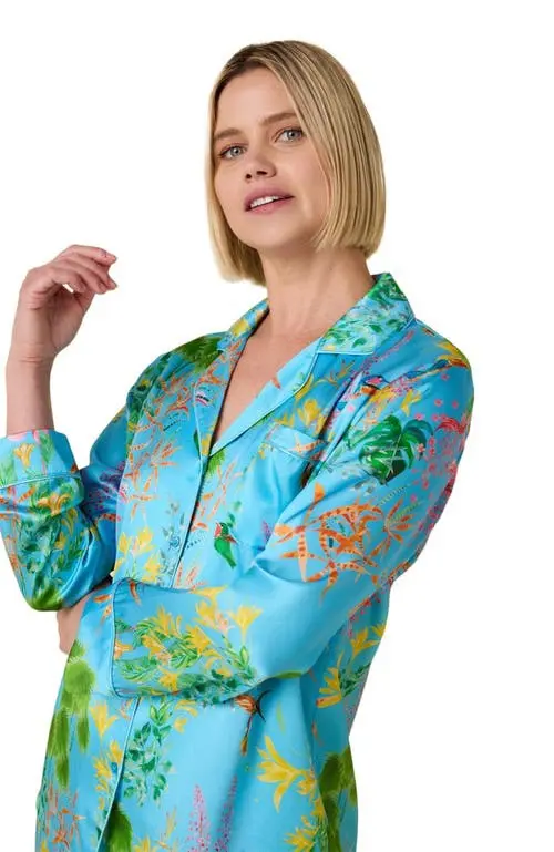 THE CAT'S PAJAMAS Silk Pajama Set - Hummingbird