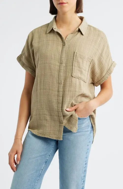 CLOTH & STONE Plaid Short Sleeve Shirt - Willow Tree
