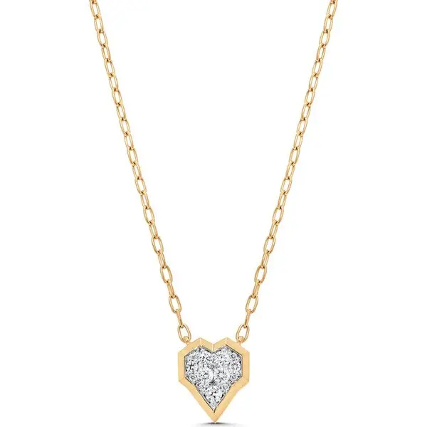 Sara Weinstock Honeycomb Diamond Heart Pendant Necklace - Yellow Gold